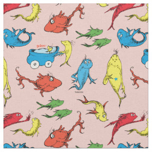Dr. Seuss | Characters With Pencils Pattern Fabric | Zazzle.com