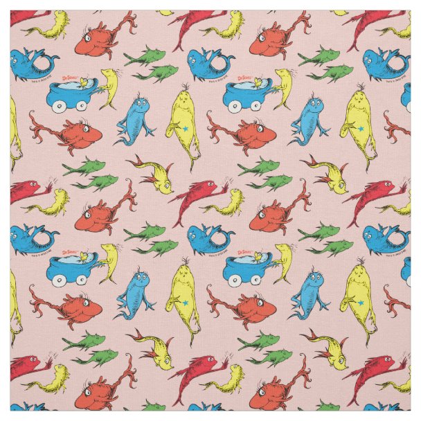 Dr. Seuss | Characters With Pencils Pattern Fabric | Zazzle