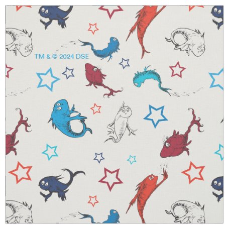 Dr. Seuss | One Fish Two Fish Pattern Fabric | Zazzle