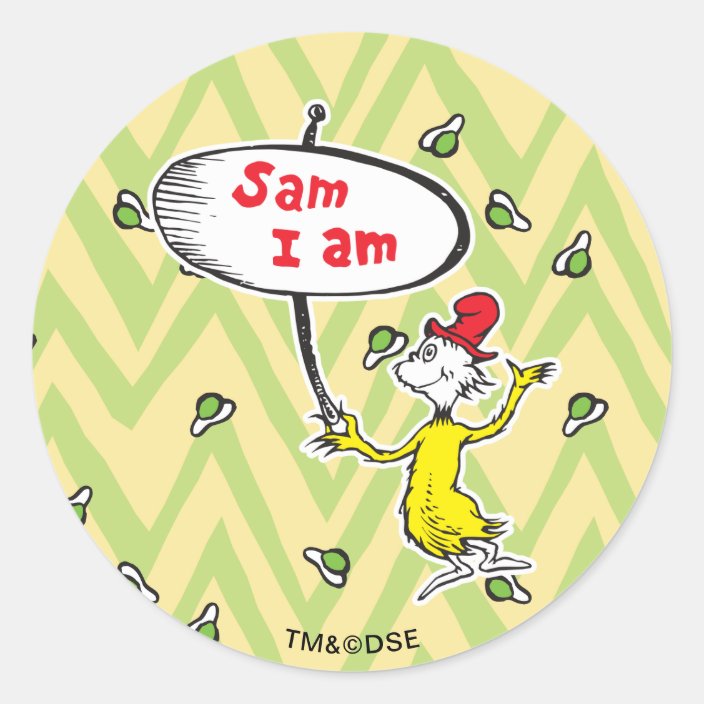 Dr. Seuss | Sam-I-Am Holding Sign Classic Round Sticker | Zazzle.com