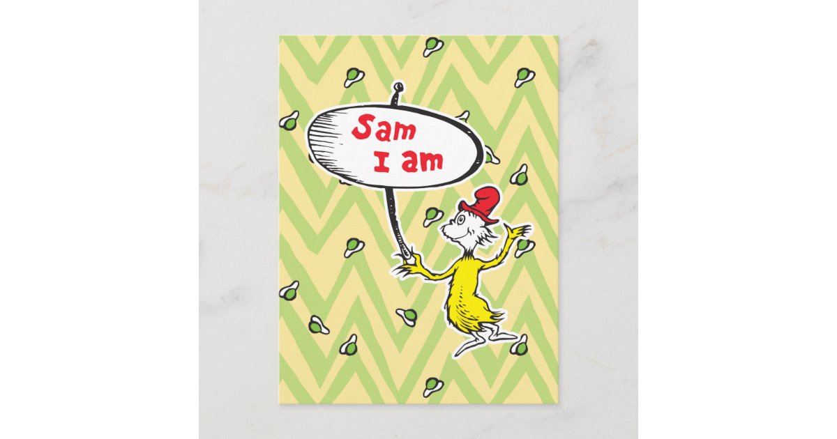 Dr. Seuss | Sam-I-Am Holding Sign Postcard | Zazzle