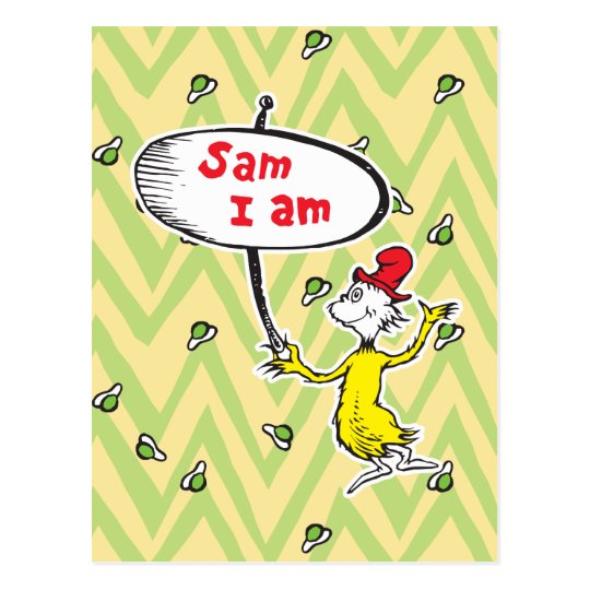 Dr. Seuss | Sam-I-Am Holding Sign Postcard | Zazzle.com