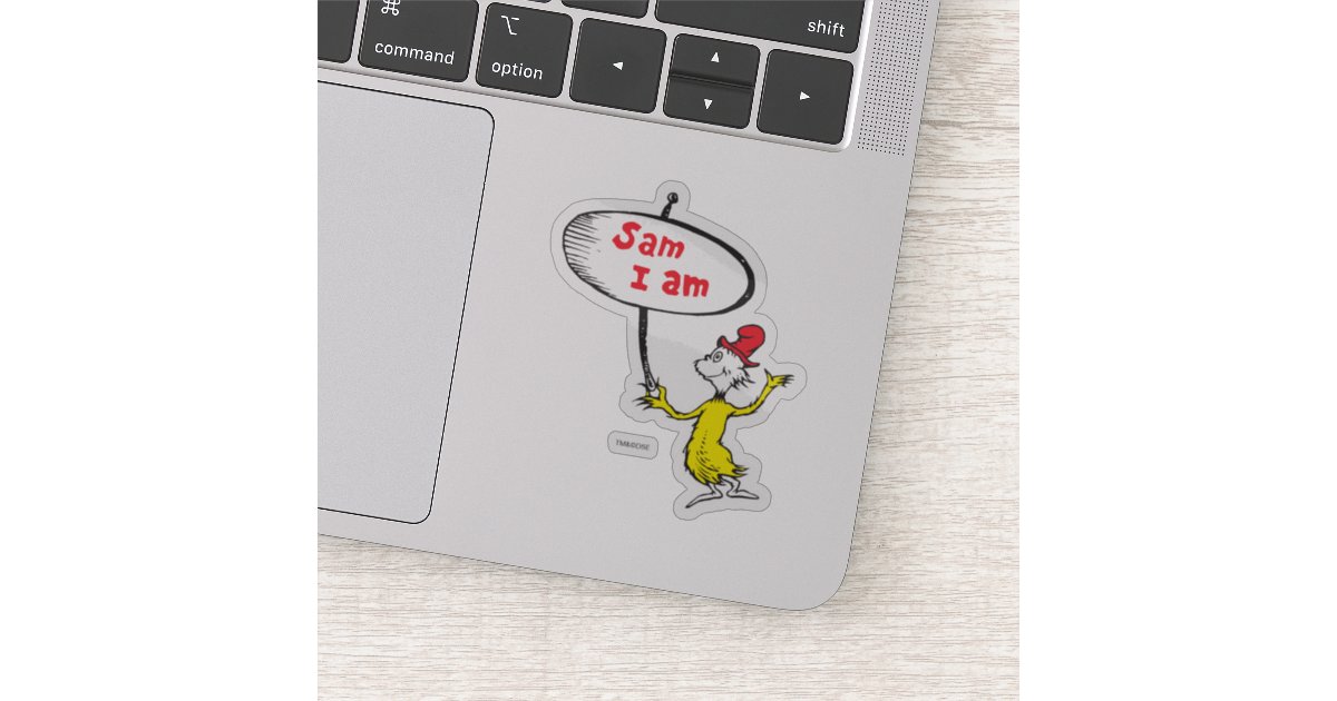 Dr. Seuss | Sam-I-Am Holding Sign Sticker | Zazzle
