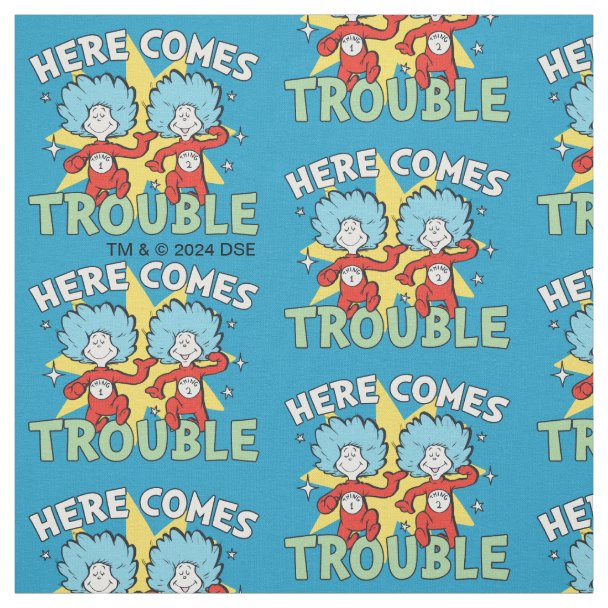 Dr. Seuss Thing One Thing Two | Twins Baby Shower Fabric | Zazzle
