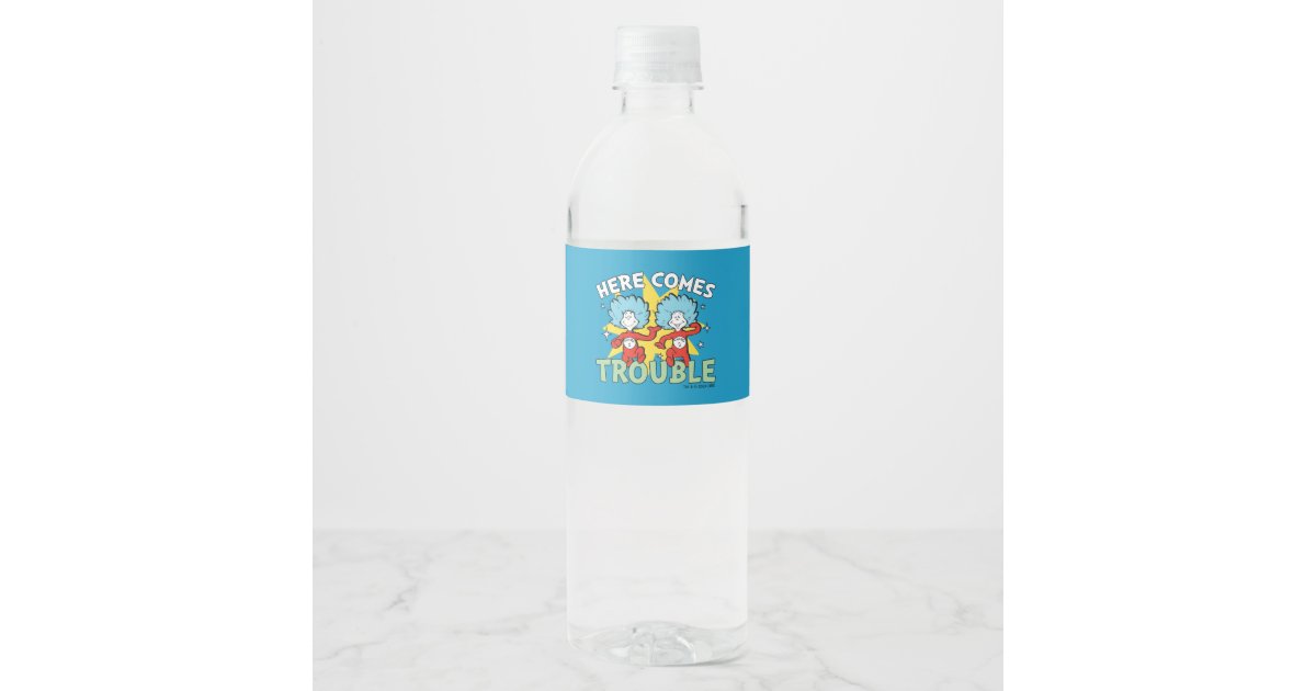 Dr. Seuss | Thing One Thing Two Here Comes Trouble Water Bottle Label ...