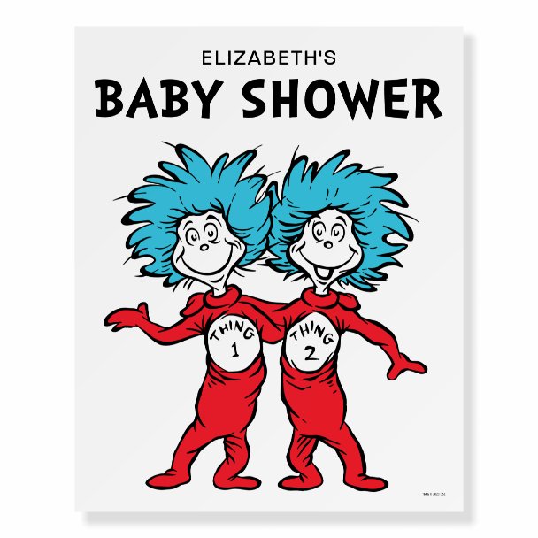 Dr. Seuss Thing One Thing Two | Twins Baby Shower Fabric | Zazzle