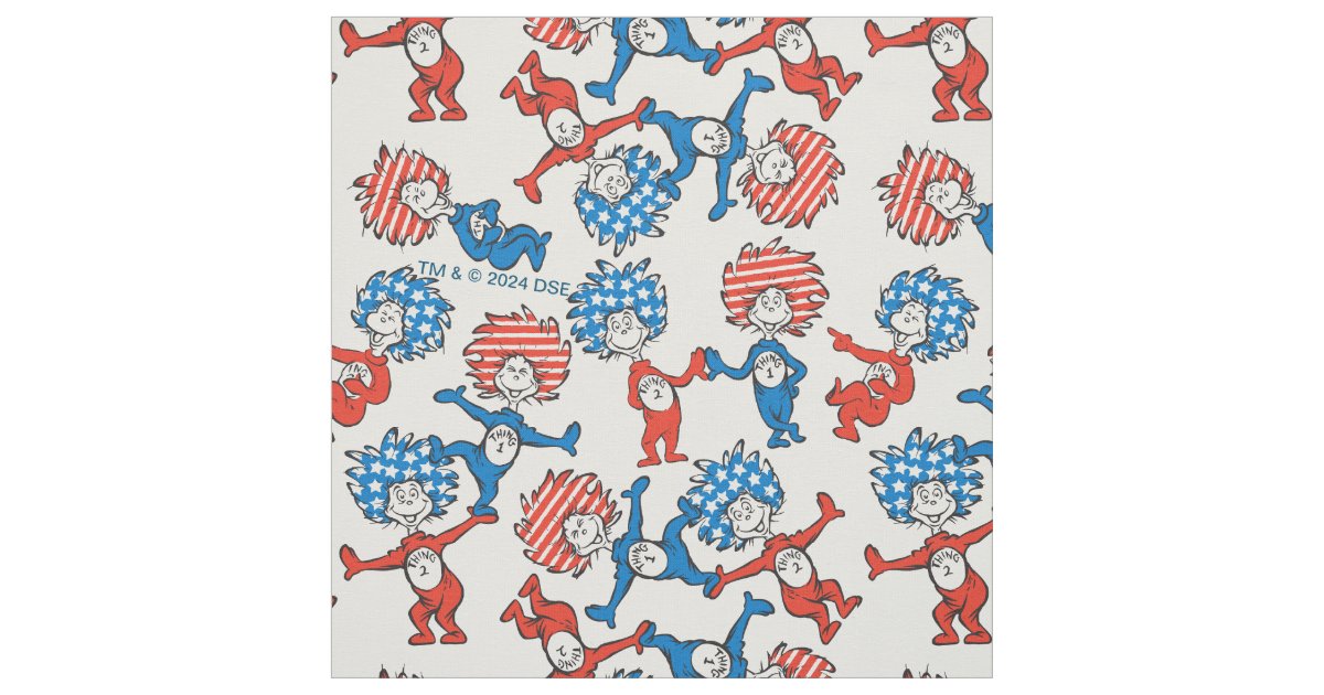 Dr. Seuss | Thing One Thing Two US Flag Pattern Fabric | Zazzle
