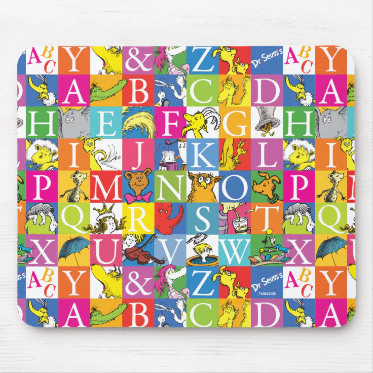Dr. Seuss's ABC Colorful Block Letter Pattern Mouse Pad | Zazzle