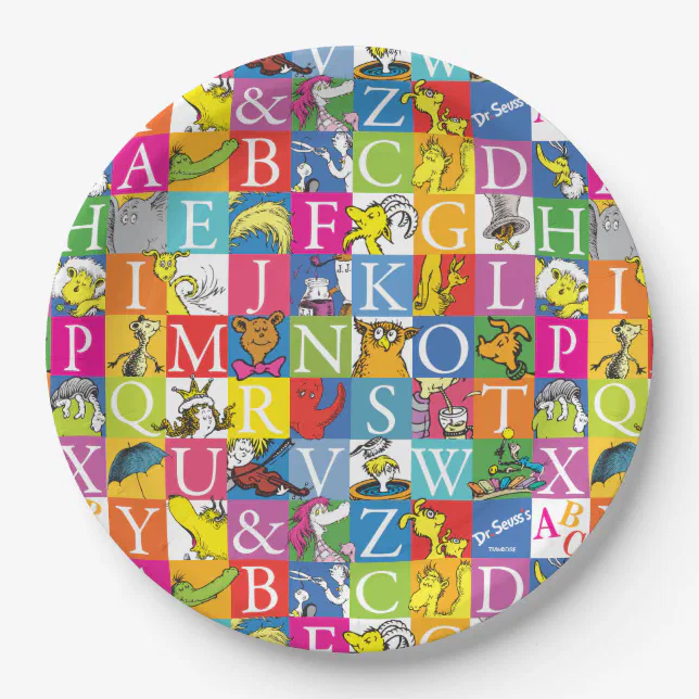 Dr. Seuss's ABC Colorful Block Letter Pattern Paper Plates | Zazzle
