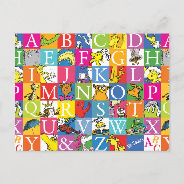 Dr. Seuss's ABC Colorful Block Letter Pattern Postcard | Zazzle