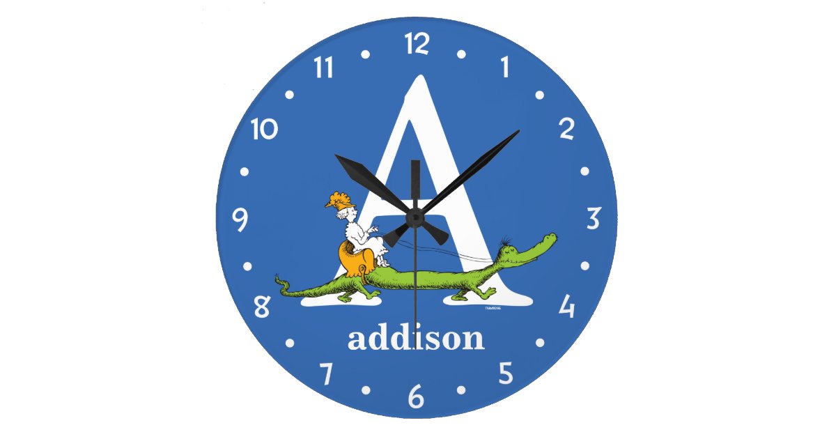 Dr. Seuss's ABC: Letter A - White | Add Your Name Large Clock | Zazzle.com