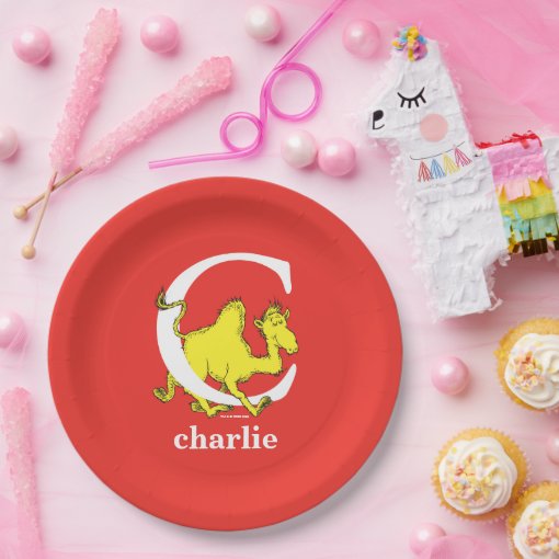 Dr. Seuss's ABC: Letter C - White | Add Your Name Paper Plates | Zazzle