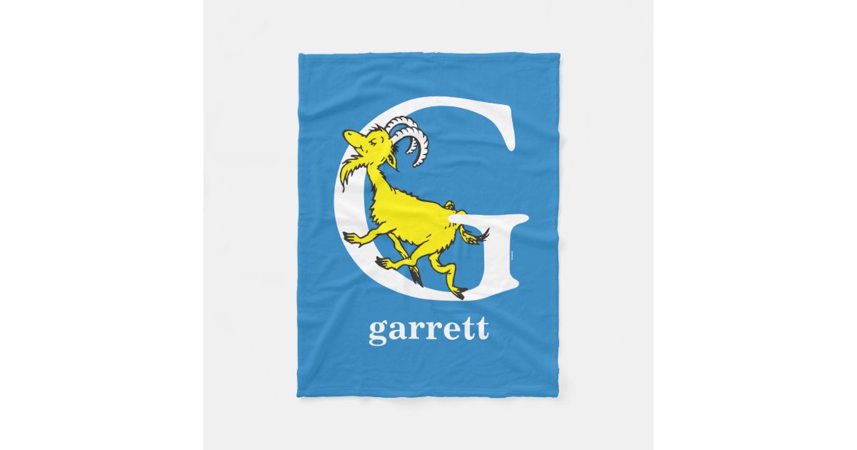 Dr. Seuss's ABC: Letter G - White | Add Your Name Fleece Blanket | Zazzle
