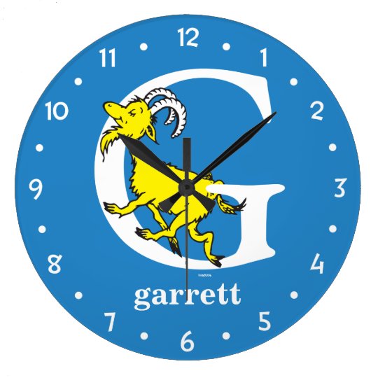 Dr. Seuss's ABC: Letter G - White | Add Your Name Large Clock | Zazzle