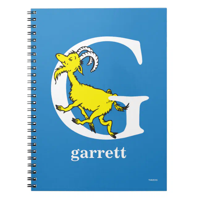 Dr. Seuss's ABC: Letter G - White | Add Your Name Notebook | Zazzle