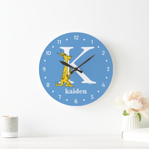 Dr. Seuss's ABC: Letter K - White | Add Your Name Large Clock | Zazzle