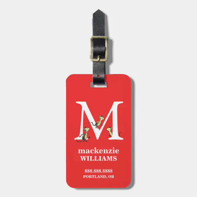 Dr. Seuss's ABC: Letter M - White | Add Your Name Luggage Tag | Zazzle