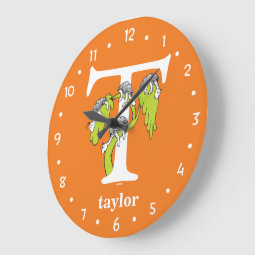 Dr. Seuss's ABC: Letter T - White | Add Your Name Large Clock | Zazzle