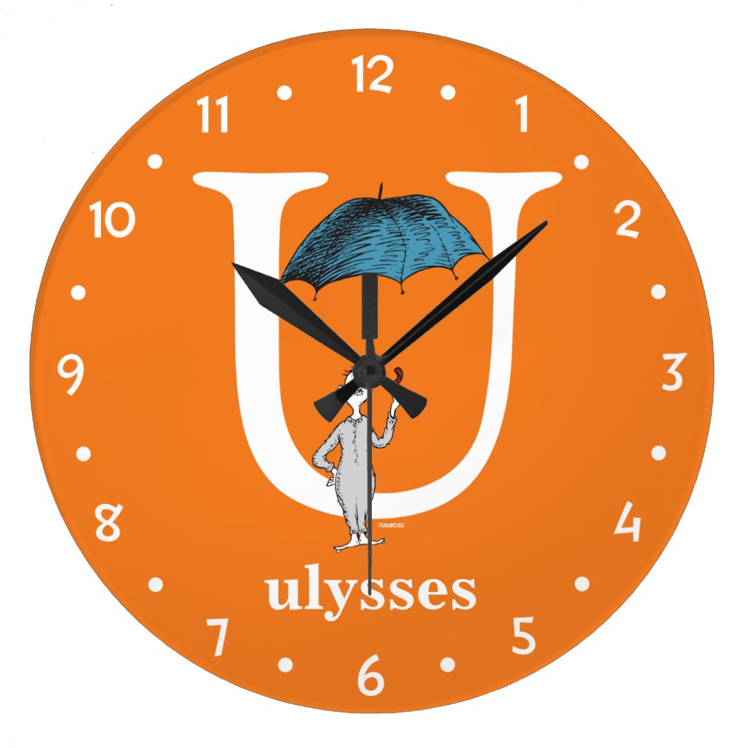 Dr. Seuss's ABC: Letter U - White | Add Your Name Large Clock | Zazzle