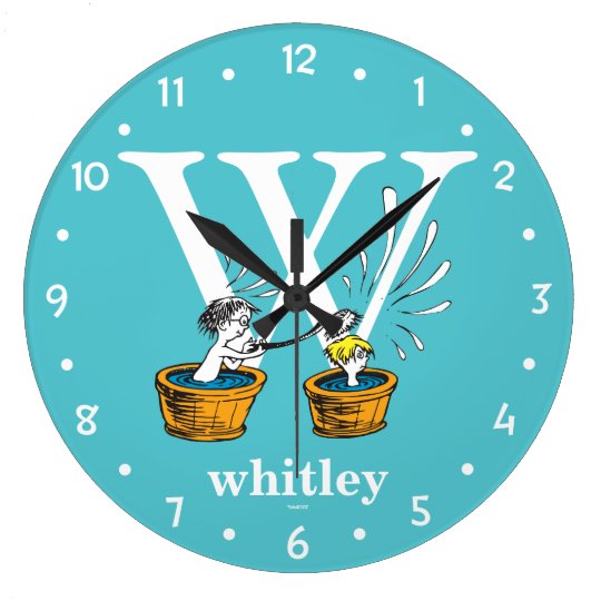 Dr. Seuss's ABC: Letter W - White | Add Your Name Large Clock | Zazzle.com