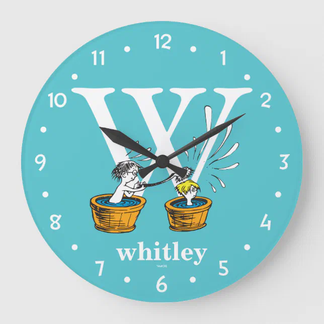 Dr. Seuss's ABC: Letter W - White | Add Your Name Large Clock | Zazzle