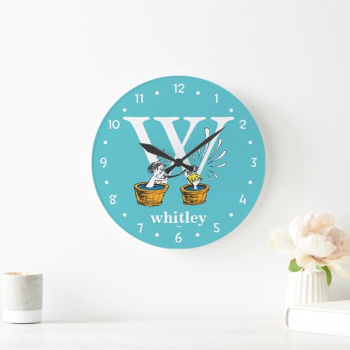 Dr. Seuss's ABC: Letter W - White | Add Your Name Large Clock | Zazzle