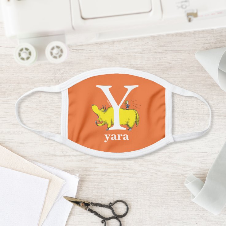 Dr. Seuss's ABC: Letter Y - White | Add Your Name Face Mask | Zazzle