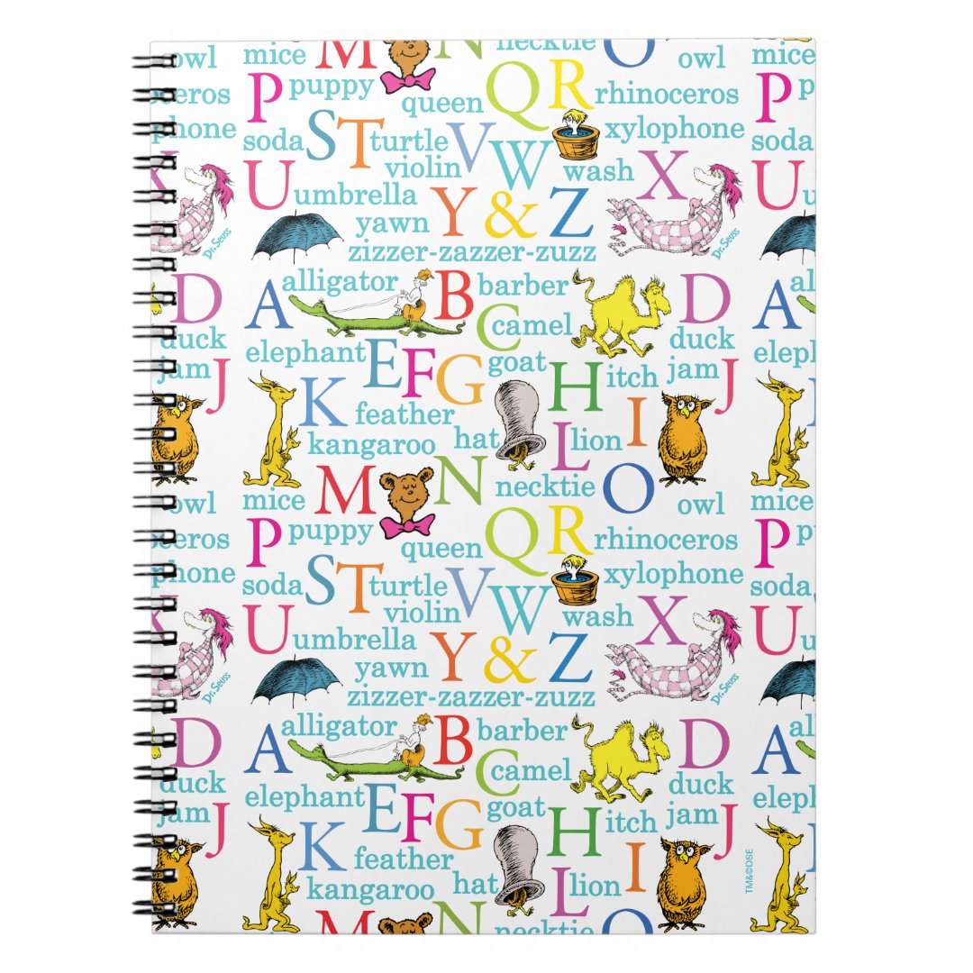 Dr. Seuss's ABC Pattern with Words Notebook | Zazzle