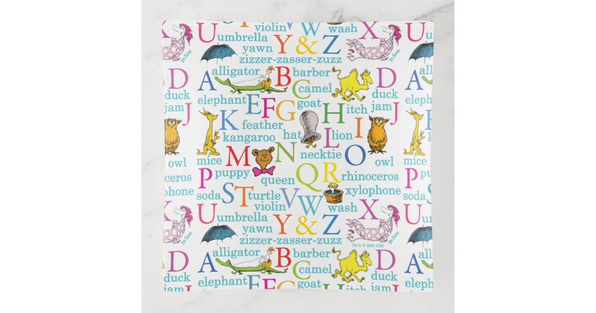 Dr. Seuss's ABC Pattern with Words Trinket Tray | Zazzle