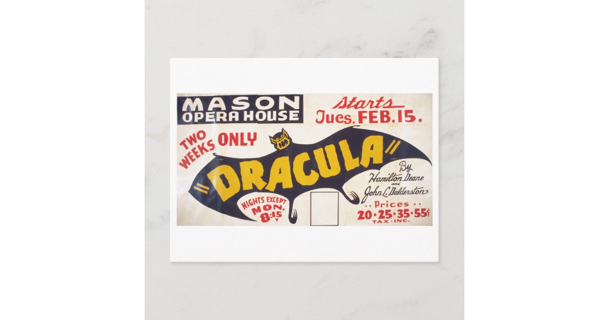 Dracula by Hamilton Deane - 1938 Postcard | Zazzle