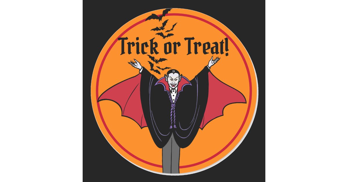 Dracula Red Cape Bats Halloween Classic Round Sticker | Zazzle