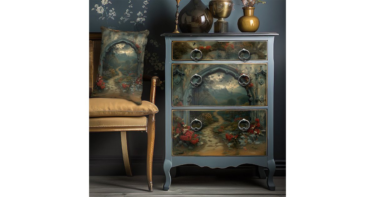 Dracula's Castle Gothic Arch Vampirecore Tissue Paper | Zazzle