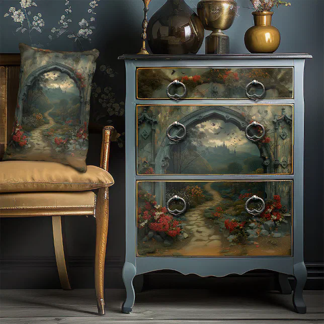 Dracula's Castle Gothic Arch Vampirecore Tissue Paper | Zazzle