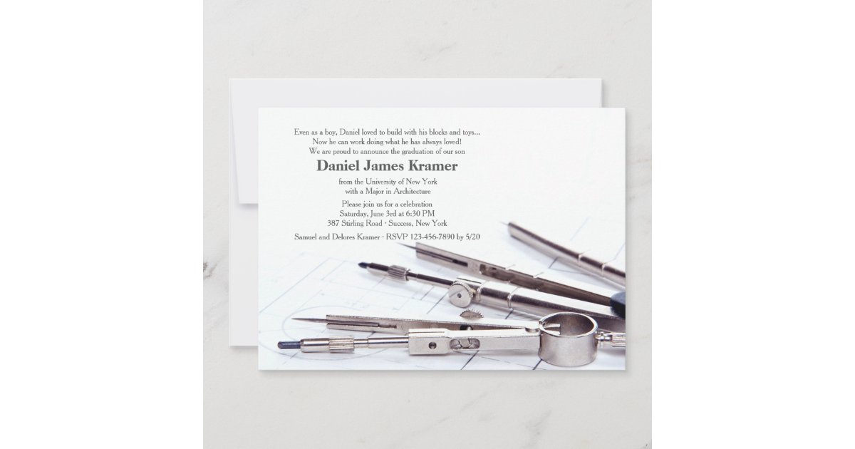 Drafting Tools Graduation Invitation | Zazzle