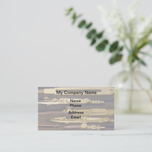 Draftsman Set Technical Drawing Tools Business Card | Zazzle