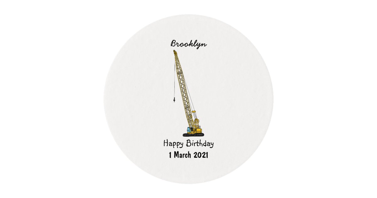 Dragline excavator cartoon illustration edible frosting rounds | Zazzle