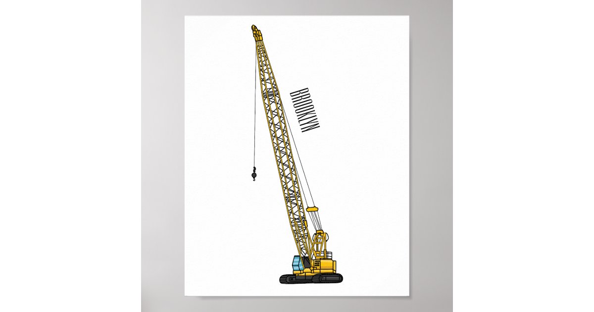 Dragline excavator cartoon illustration poster | Zazzle