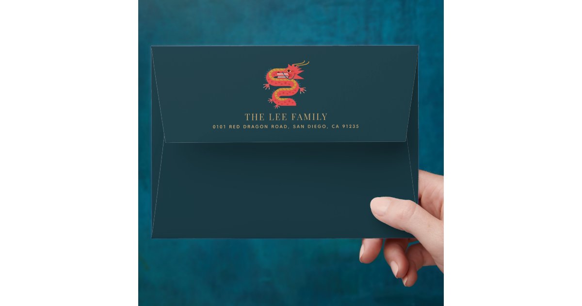 Dragon 2024 Teal Chinese New Year Holiday Envelope | Zazzle
