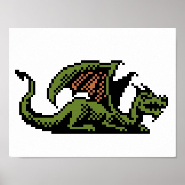 Dragon 8-Bit Pixel Art Poster | Zazzle.com