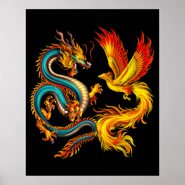 Dragon and Phoenix Poster | Zazzle