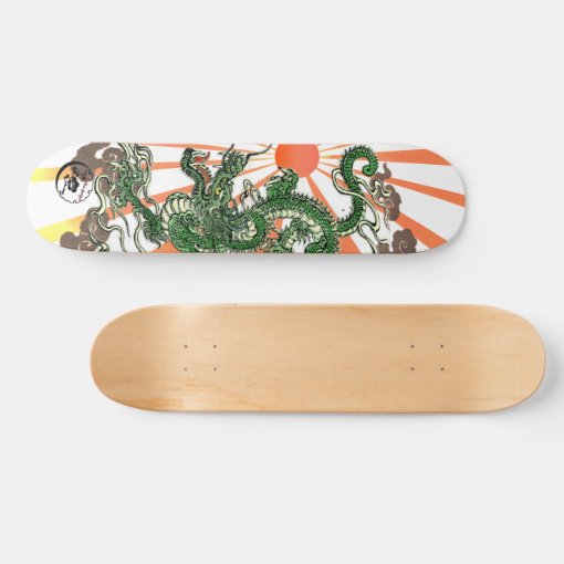 Dragon and Rising Sun Skateboard Deck | Zazzle