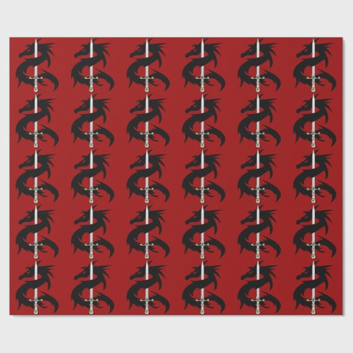 Dragon and Sword Wrapping Paper | Zazzle