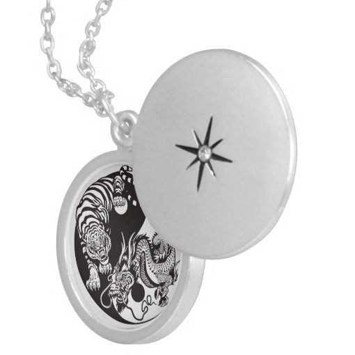dragon and tiger yin yang symbol silver plated nec locket necklace | Zazzle
