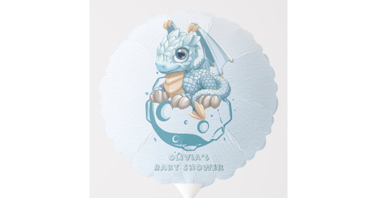 Dragon Aquamarine Astroid Boy Baby Shower Custom Balloon | Zazzle