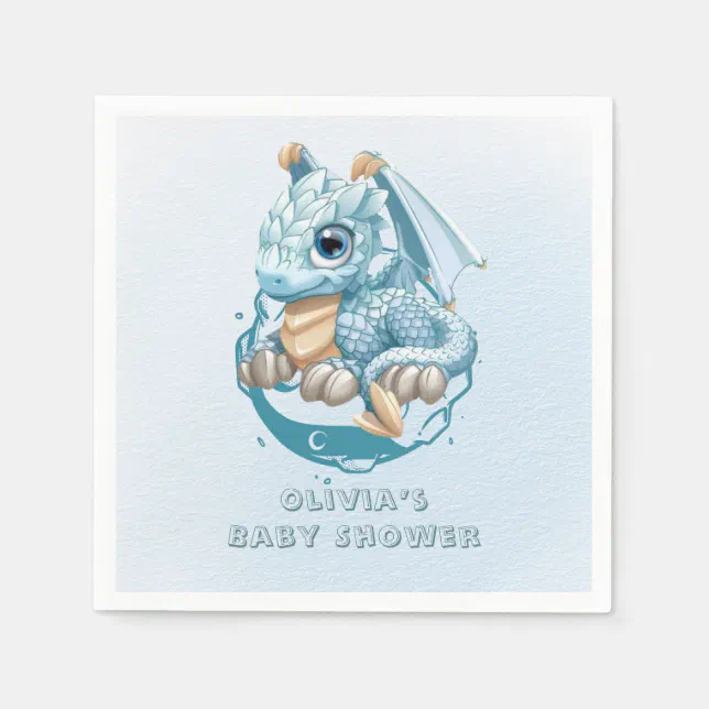 Dragon Aquamarine Astroid Boy Baby Shower Napkins | Zazzle