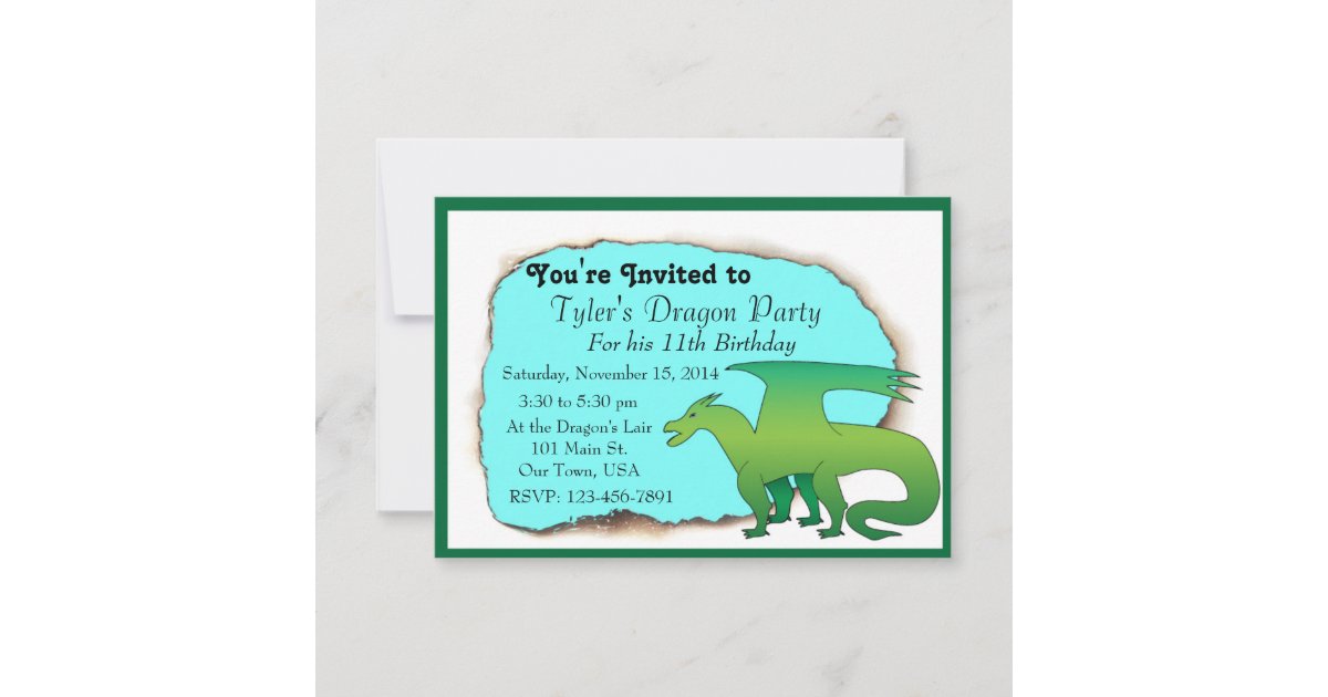 Dragon Birthday Party Invitation | Zazzle