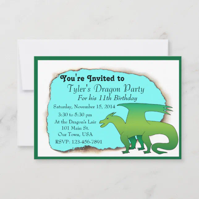Dragon Birthday Party Invitation | Zazzle
