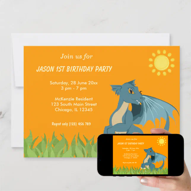 Dragon Birthday Party Invitation | Zazzle