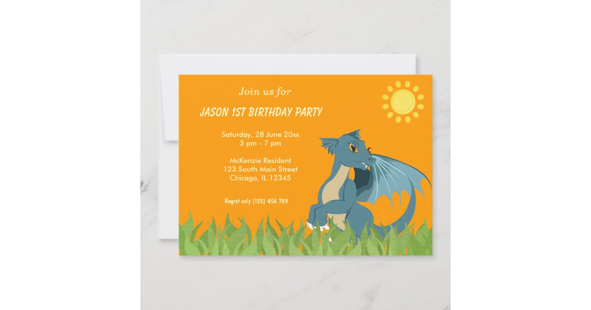 Dragon Birthday Party Invitation | Zazzle
