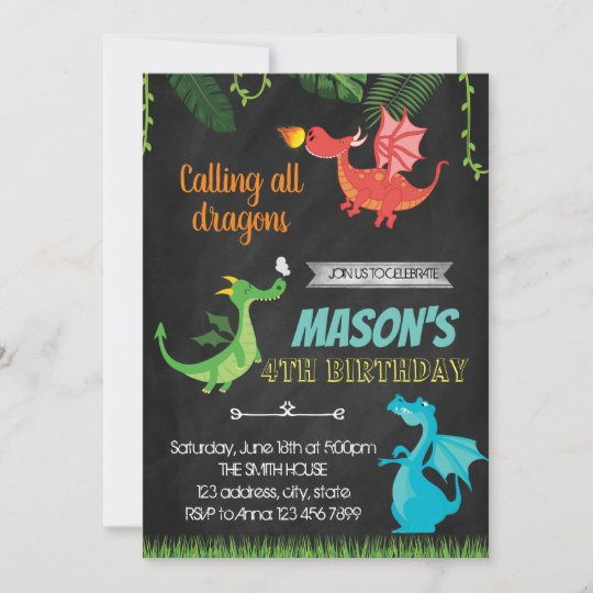 Dragon birthday party invitation | Zazzle.com